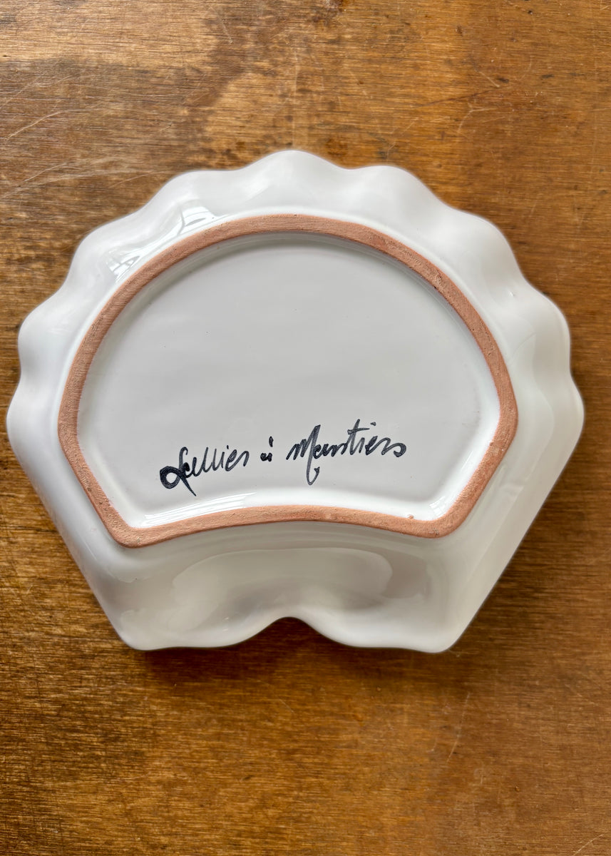 French scallop shell shaped dish with hand painted bird of paradise ...